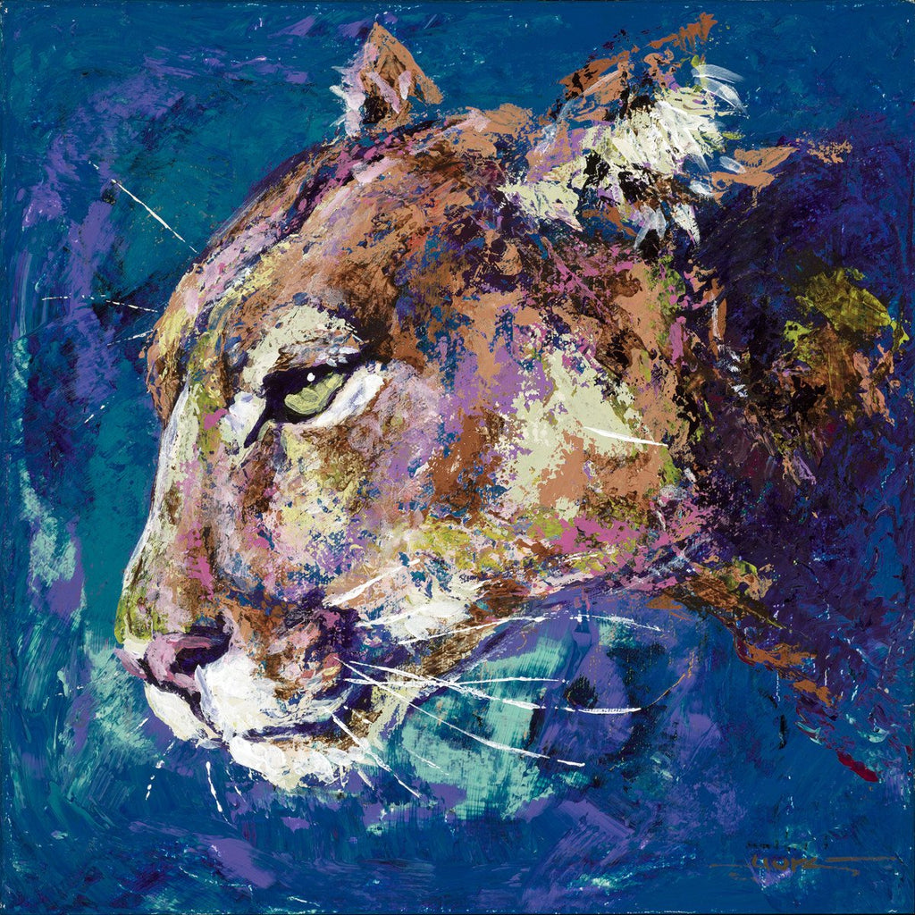 Cougar canvas giclee print | fine animal art | aDamnFineArtist.com