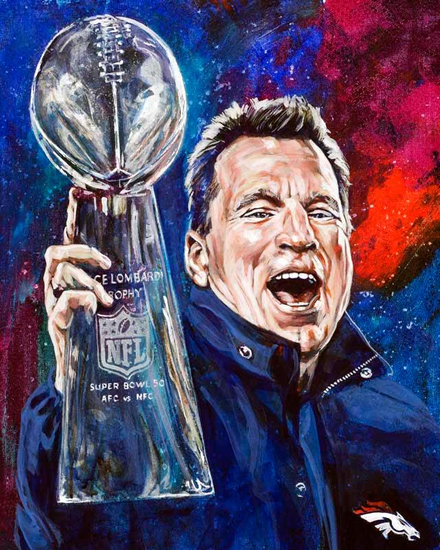 Gary Kubiak original painting signed by Kubiak by artist Robert Hurst ...
